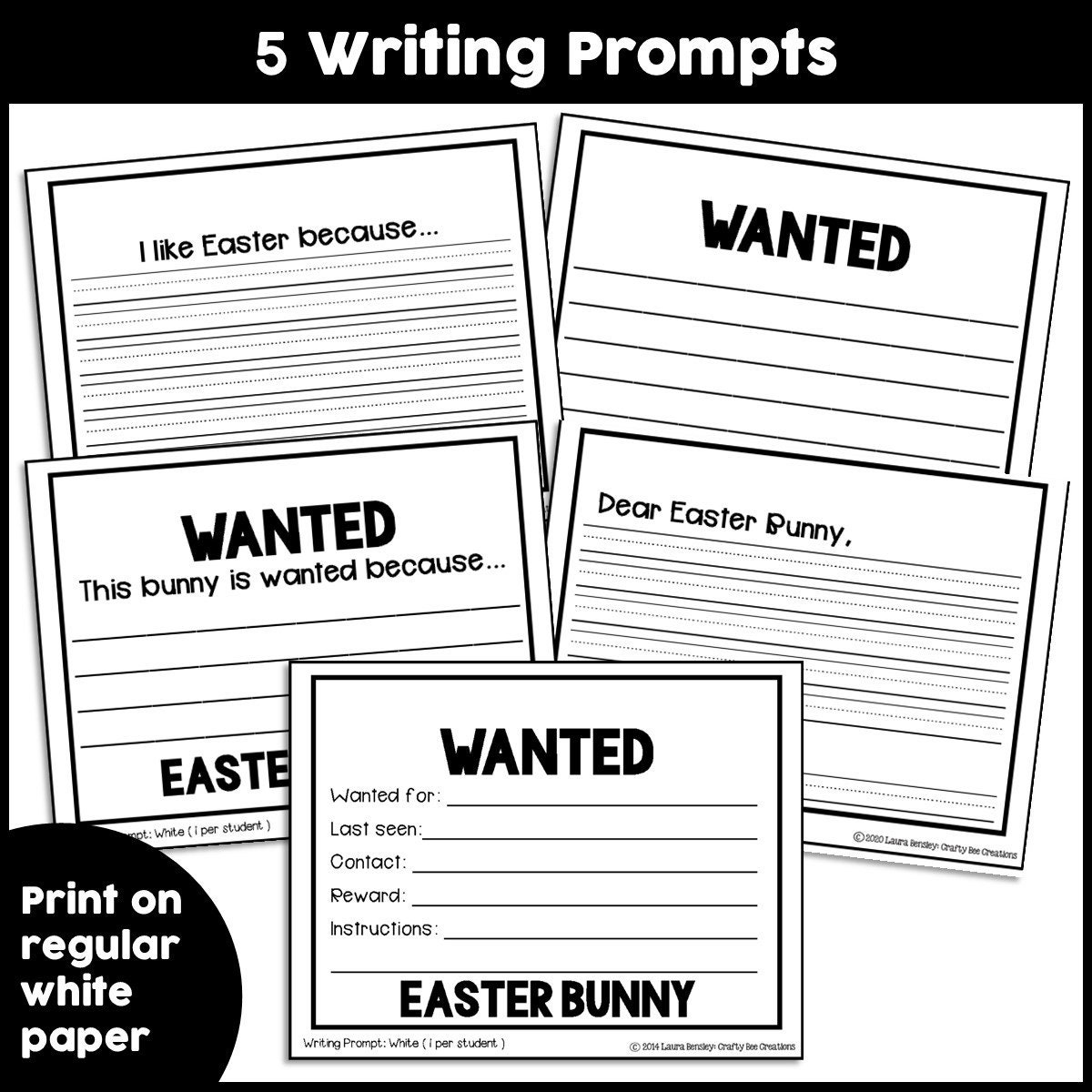 Easter Bunny Craft Template | Spring Writing Prompts | March Bulletin ...