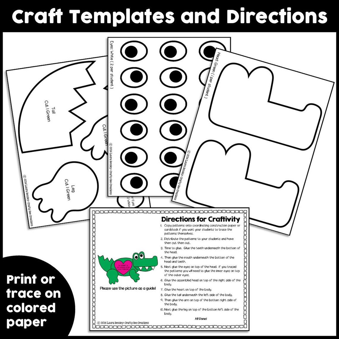Valentines Day Alligator Craft Patterns Valentines Day Activities ...