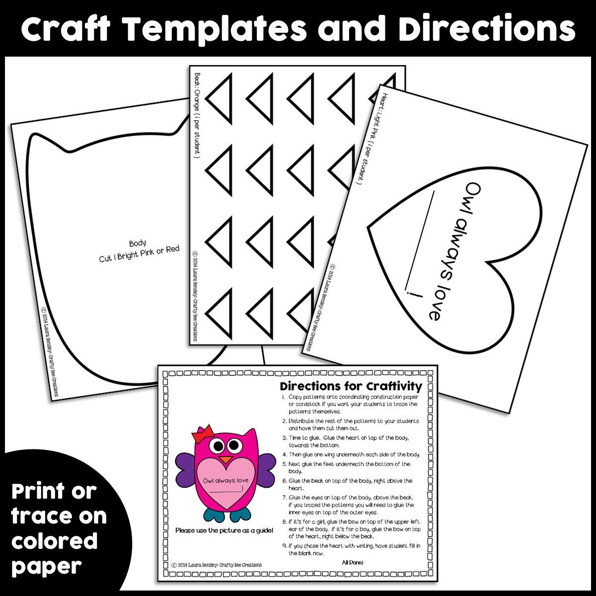 Valentines Day Owl Craft Patterns | Valentines Day Writing | Valentines ...