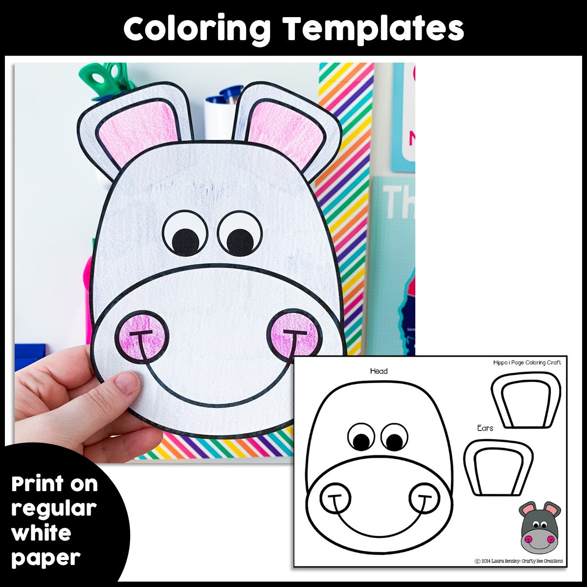 Hippo Craft Template Hippo Craft Patterns Zoo Animal Craft Patterns Kid ...