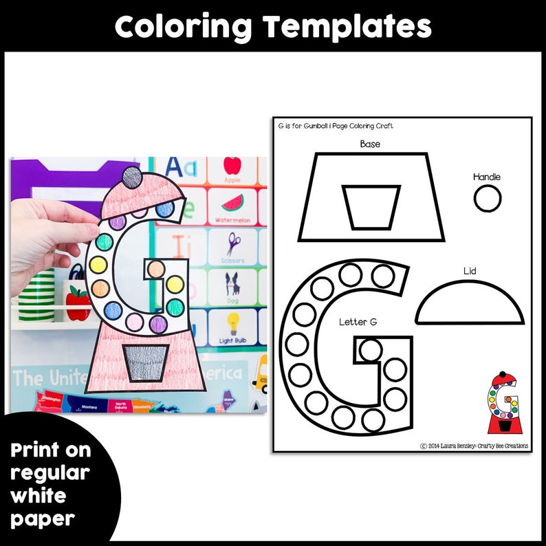 Letter G Craft Patterns | Gumball Machine Craft | Alphabet Crafts ...