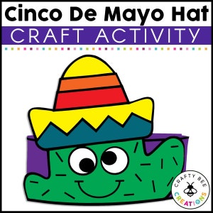Cinco De May Cactus Hat Template Craft Crown Headband Preschool ...