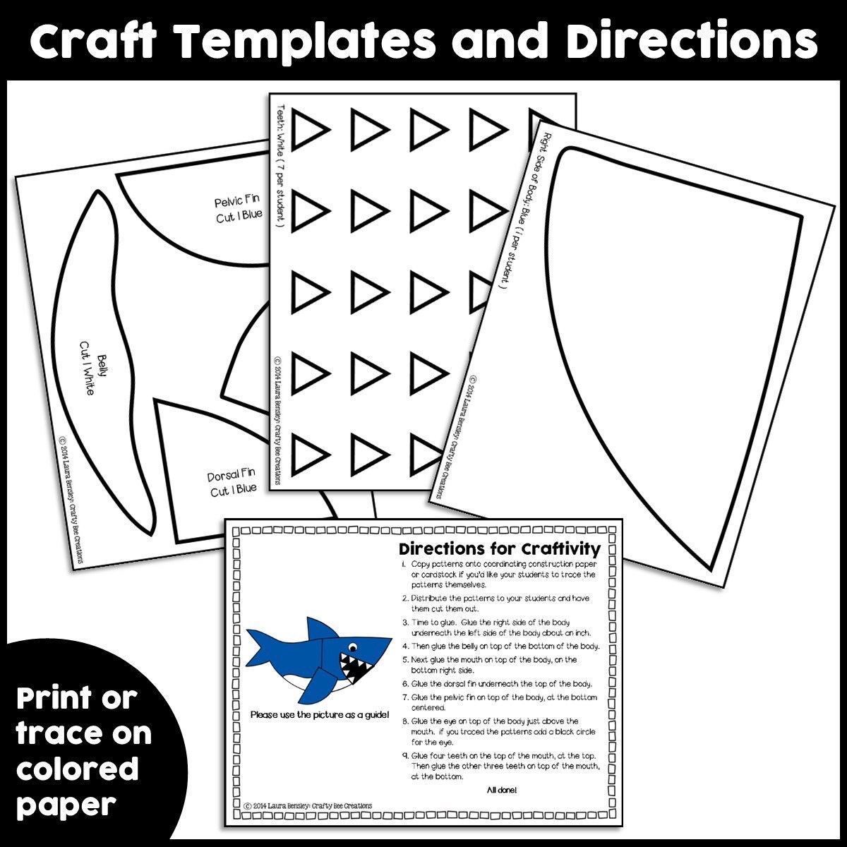 Shark Craft Patterns | End of the Year | Ocean Animal Activity | Ocean ...
