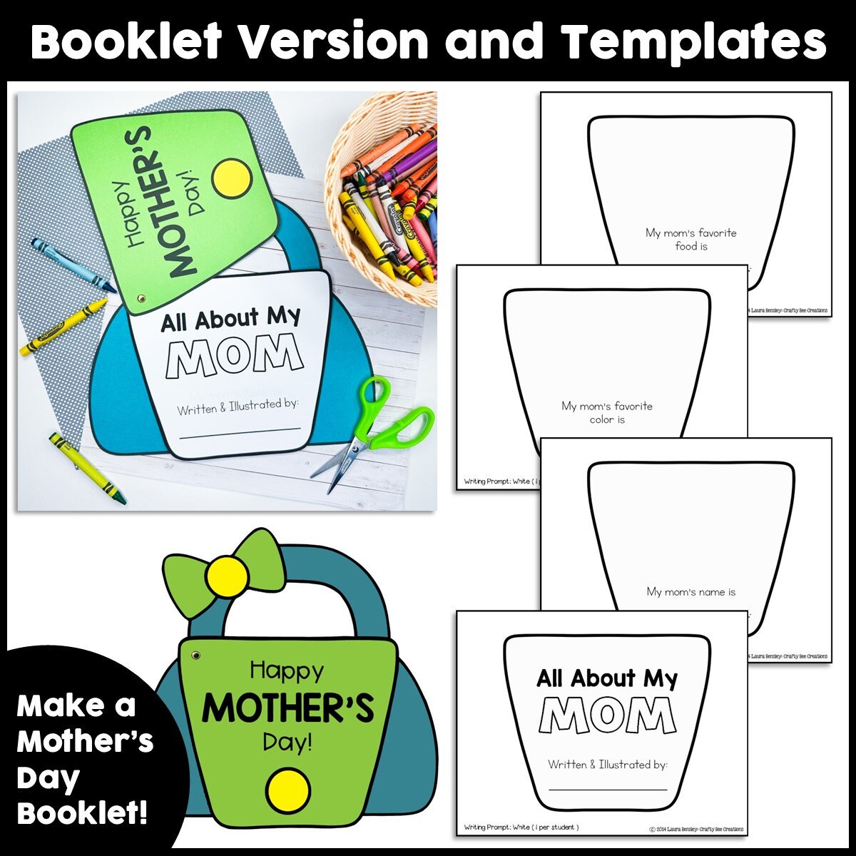 Mothers Day Purse Card Craft Template Writing Activities Kindergarten ...