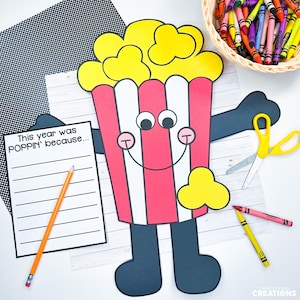 End of the Year Popcorn Craft | Bulletin Board Craftivity | Writing ...