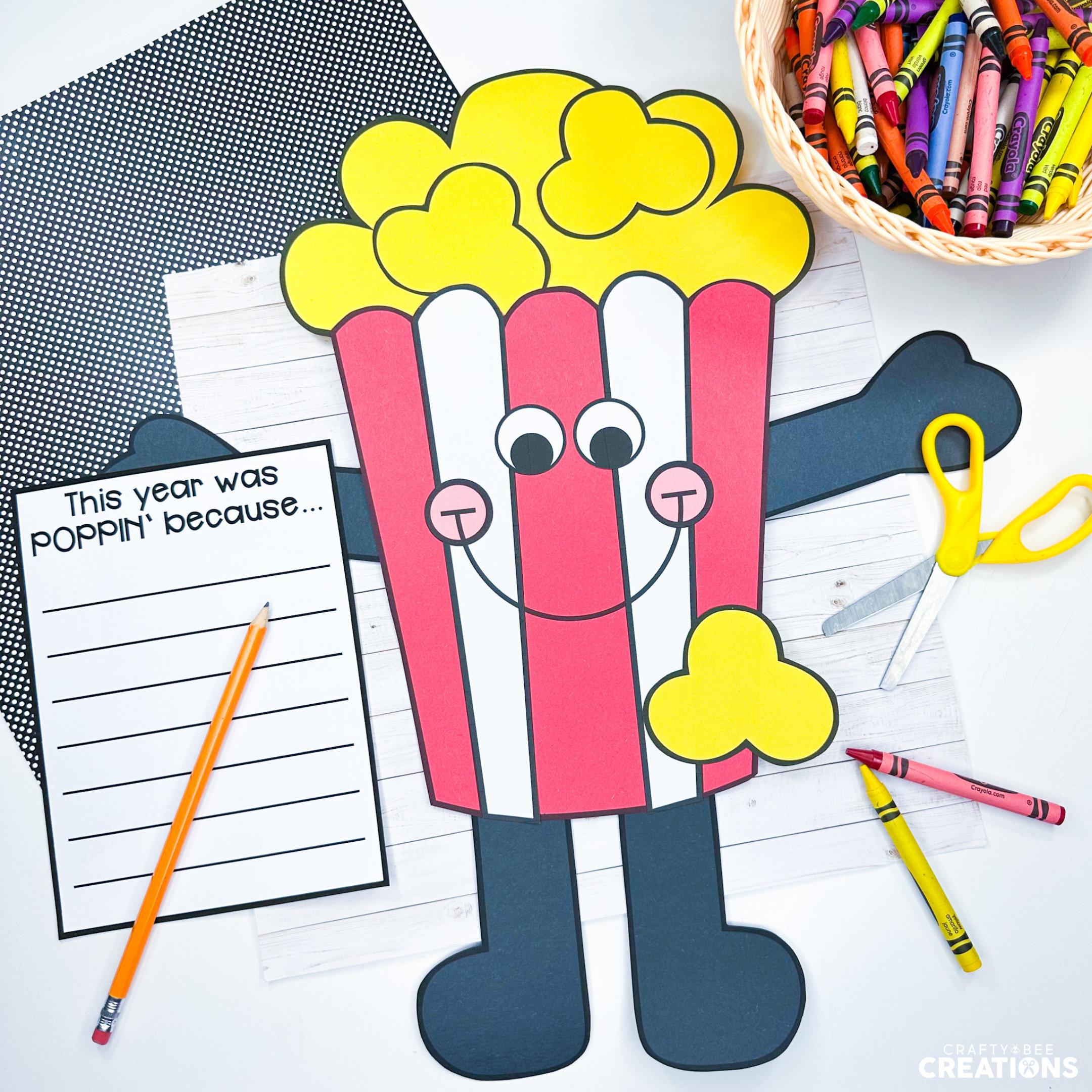 End of the Year Popcorn Craft | Bulletin Board Craftivity | Writing ...