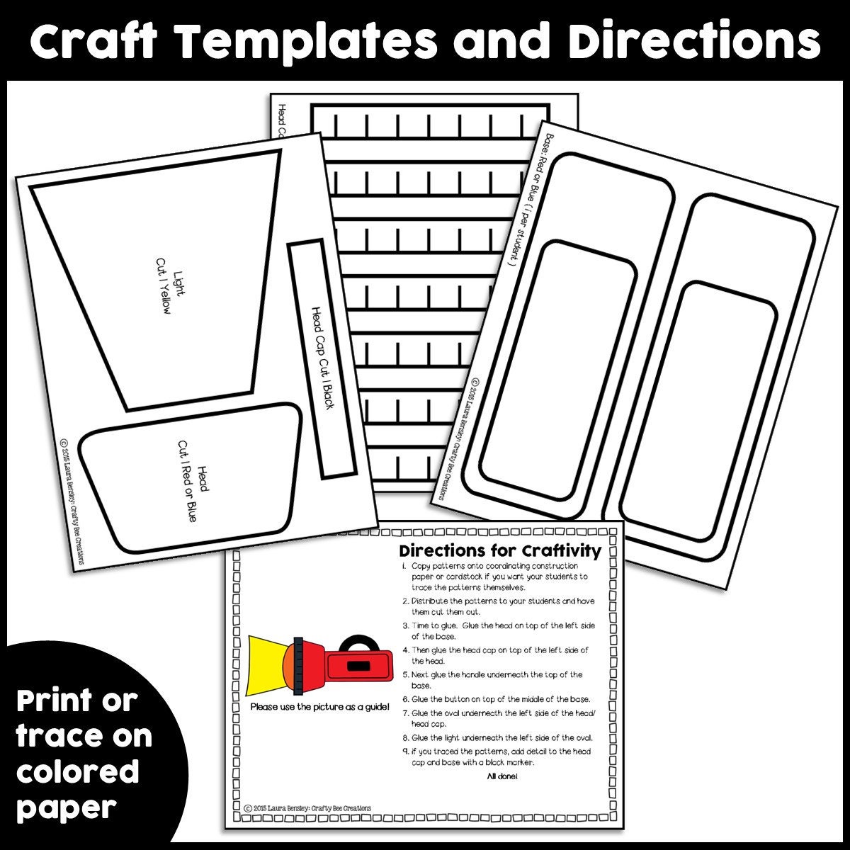 Camping Craft for Kids | Flashlight Craft | Template | Pattern ...