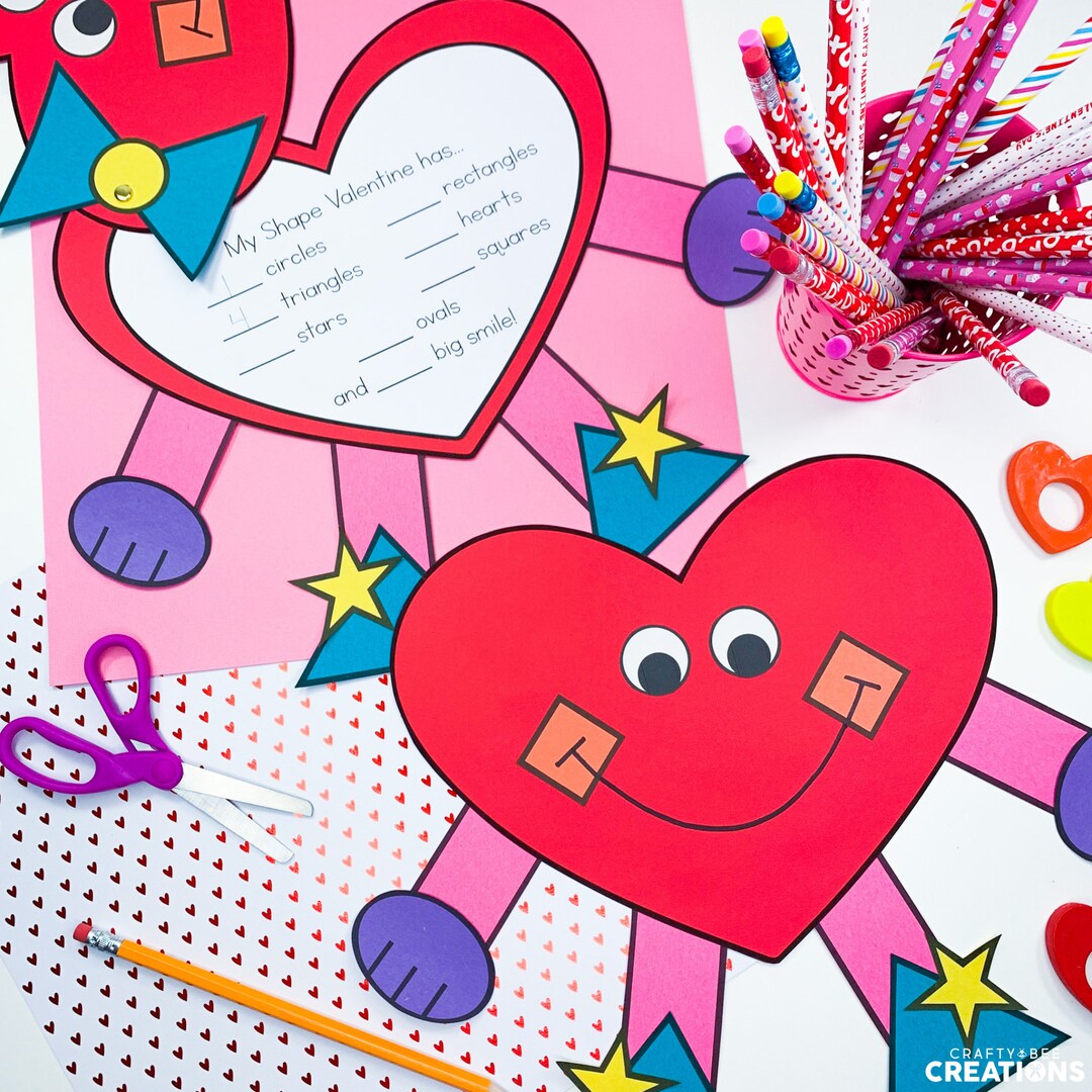 Valentines Day Heart Craft | Valentines Day Bulletin Board | Shape ...