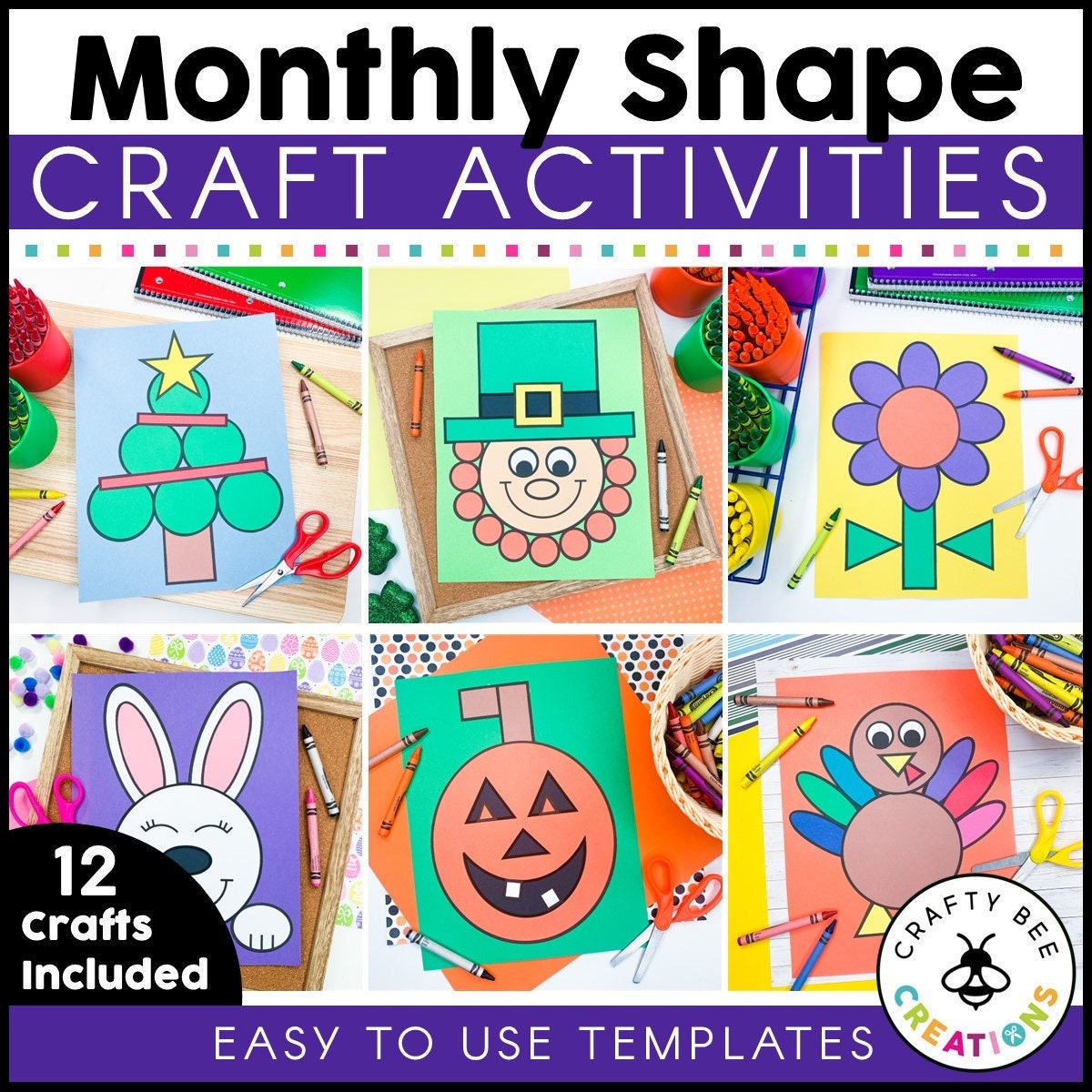 2D Shape Craft Patterns | Seasonal Activities | Christmas Tree ...