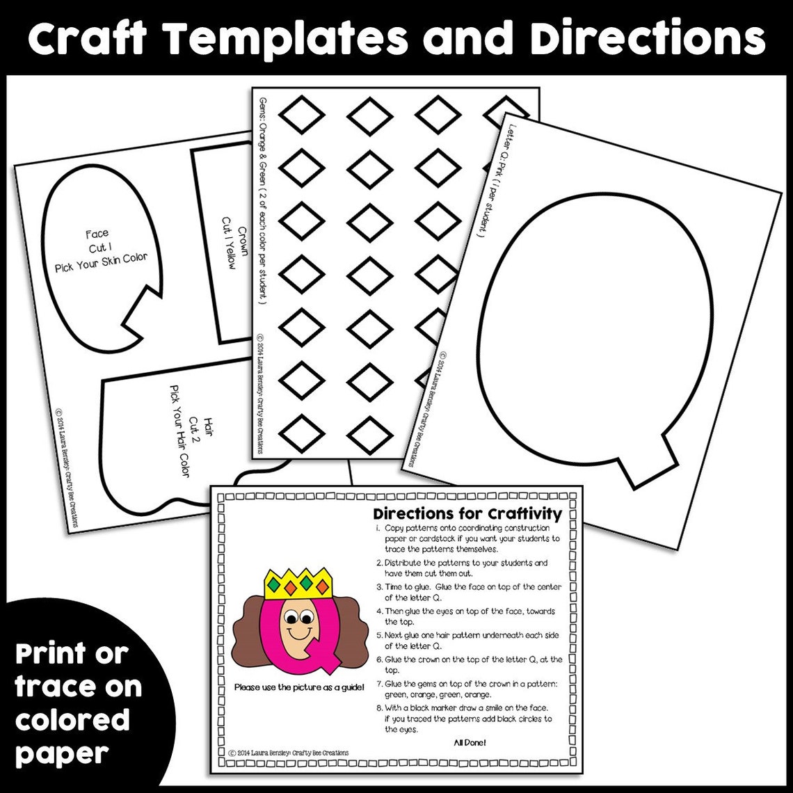 Letter Q Craft Patterns | Queen Craft | Alphabet Crafts | Uppercase ...