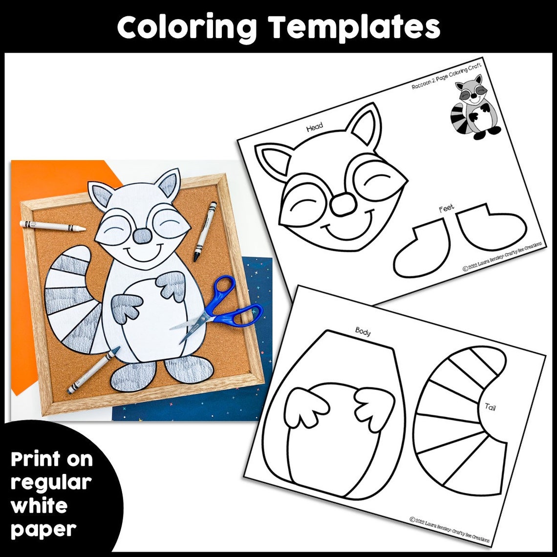 Raccoon Craft for Kids | Raccoon Template | Raccoon Pattern | Camping ...