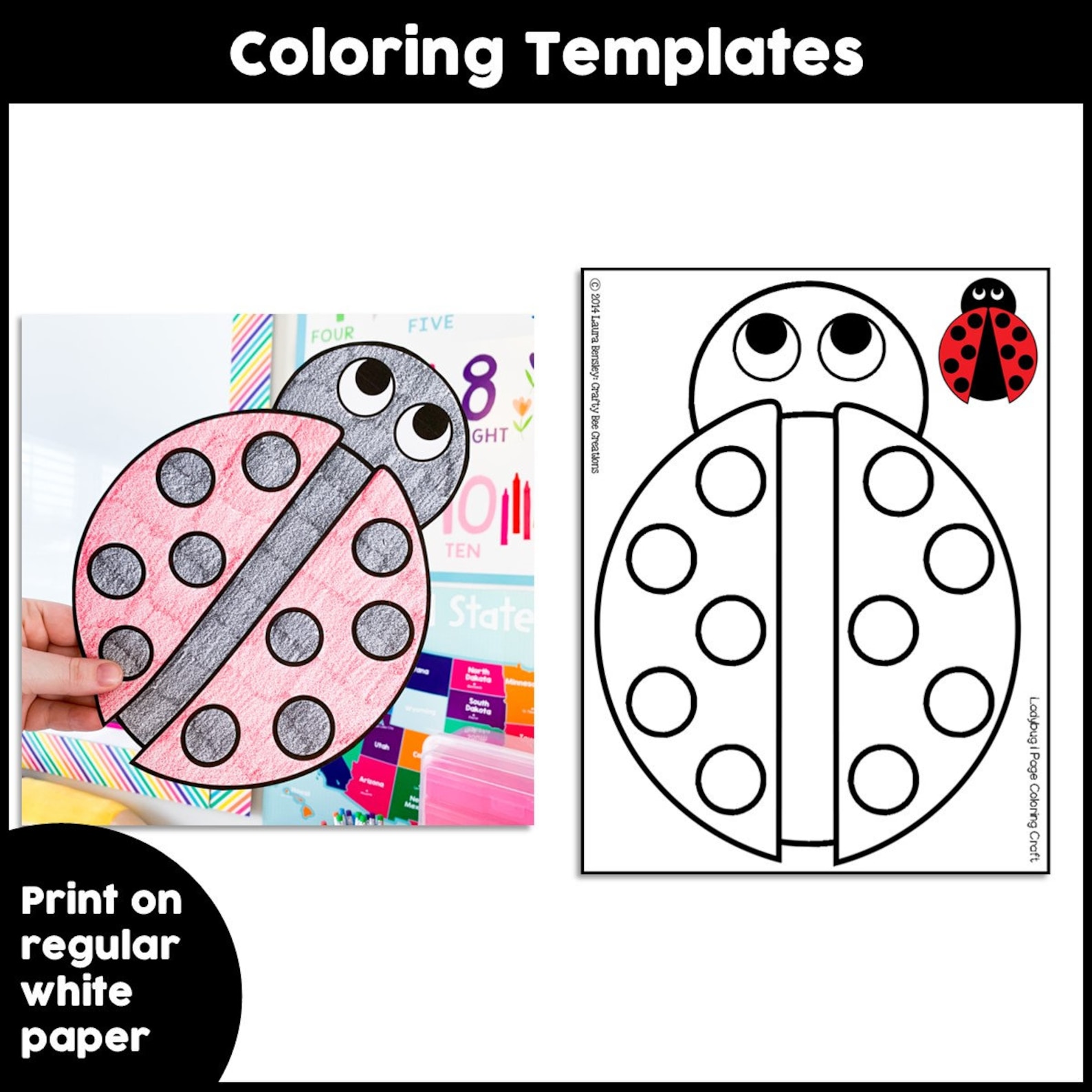Ladybug Craft Patterns | Spring Craft Activity | Ladybug Life Cycle ...