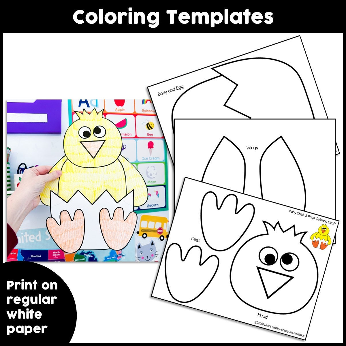 Easter Baby Chick Craft Spring Door Decor Life Cycle of a Chicken ...