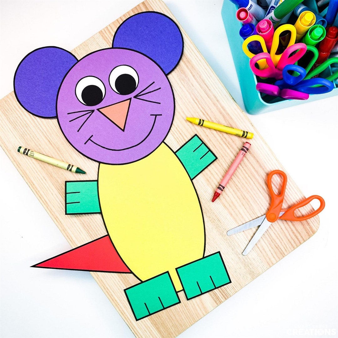 Shape Animal Craft Patterns | Mouse Craft | Shape Activities | 2D ...