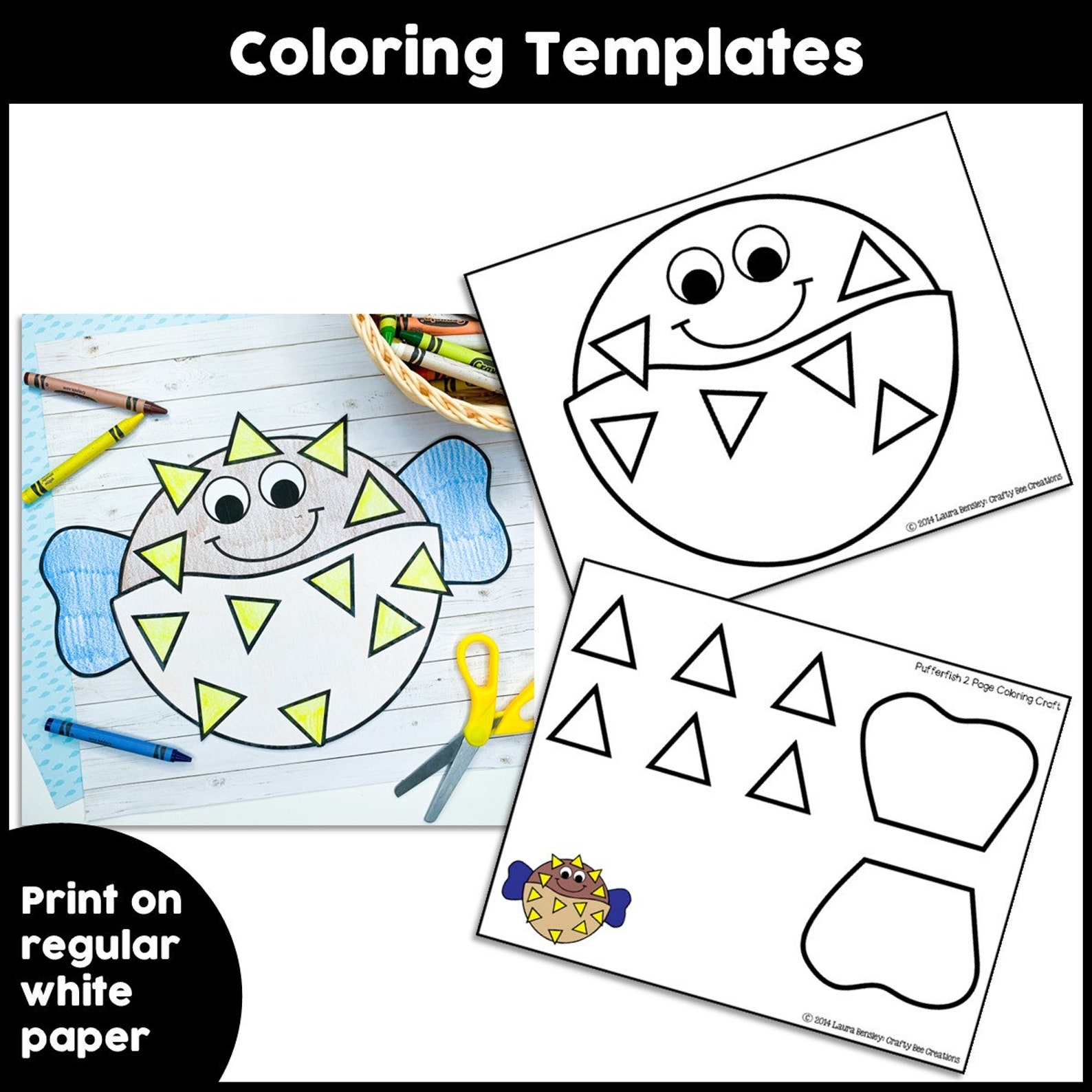 Pufferfish Craft Patterns | Ocean Animals Activity | Sea Life | Ocean ...