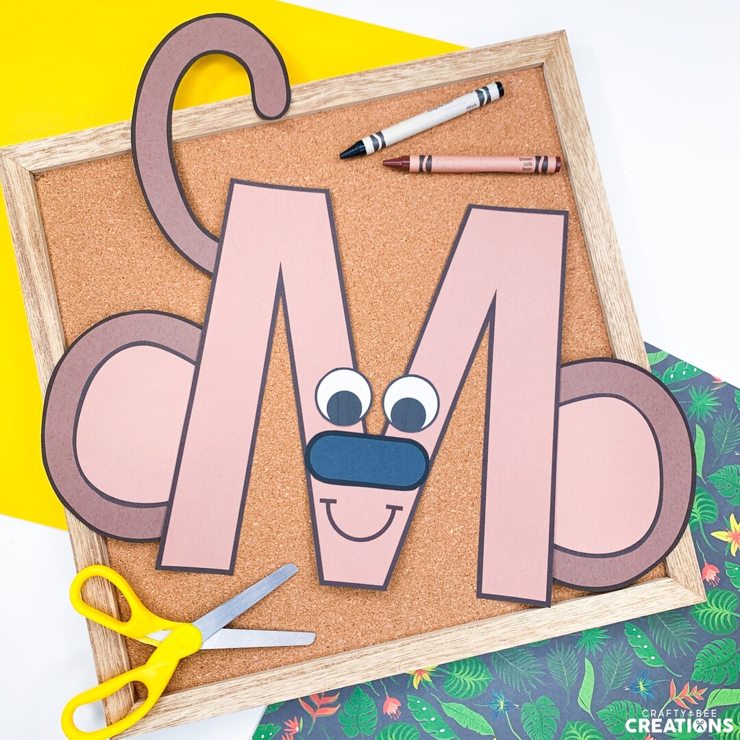 Letter M Craft Patterns Monkey Craft Alphabet Crafts - Etsy