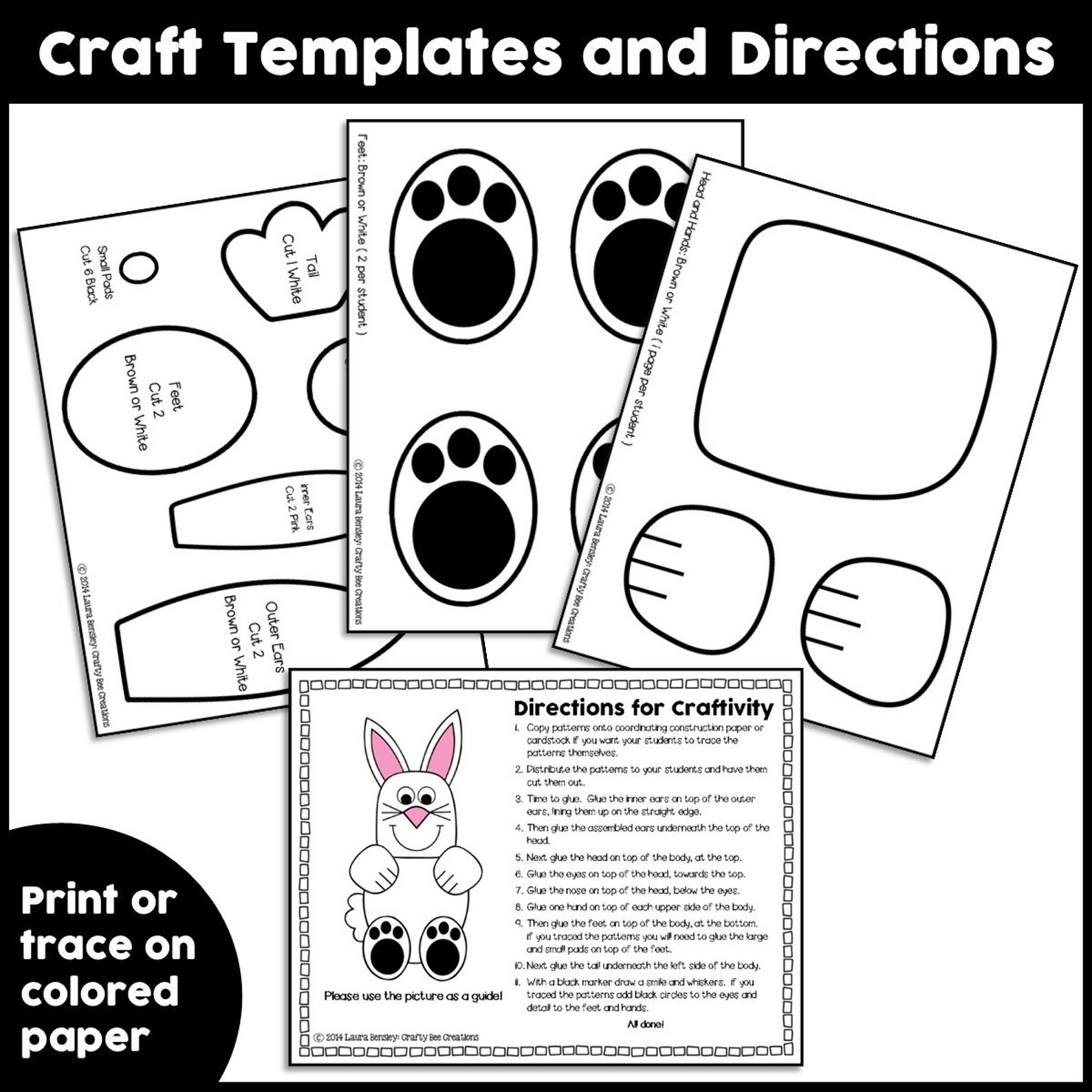Easter Bunny Craft Template | Printable Spring Art Projects | Easter ...