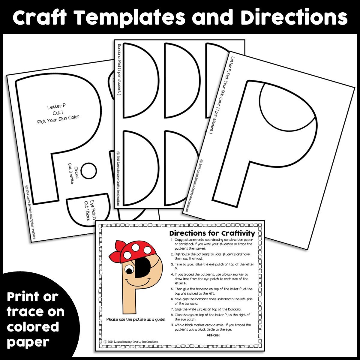 Letter P Craft Patterns | Pirate Craft | Alphabet Crafts | Uppercase ...