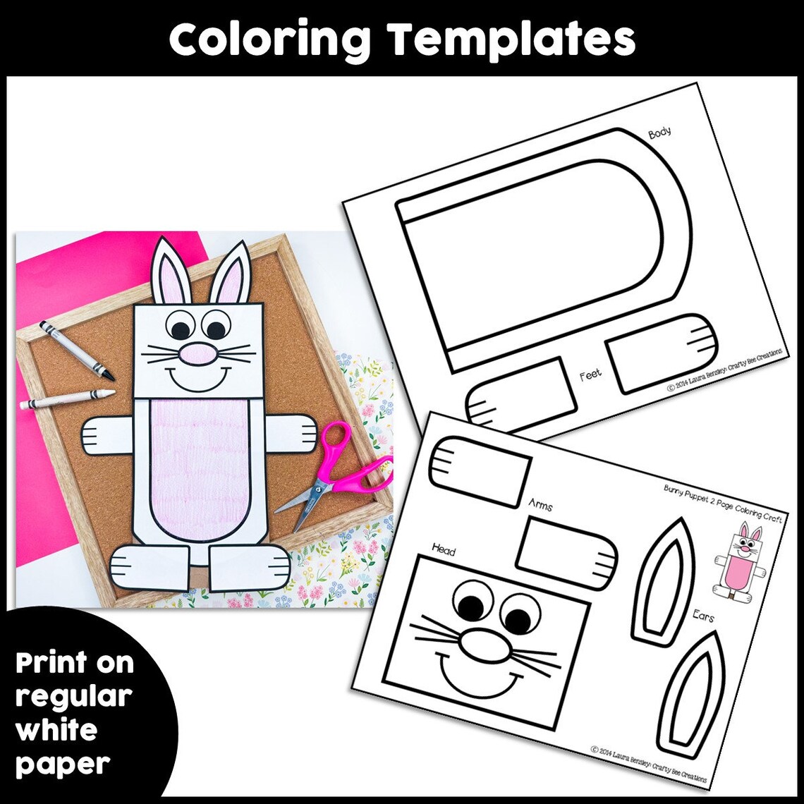 Bunny Puppet Craft Template Farm Animal Activities Easter Spring Paper ...