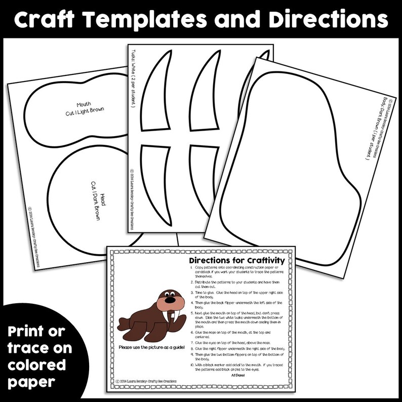 Walrus Craft | Arctic Animal Crafts | Winter Craft | Walrus Activities ...
