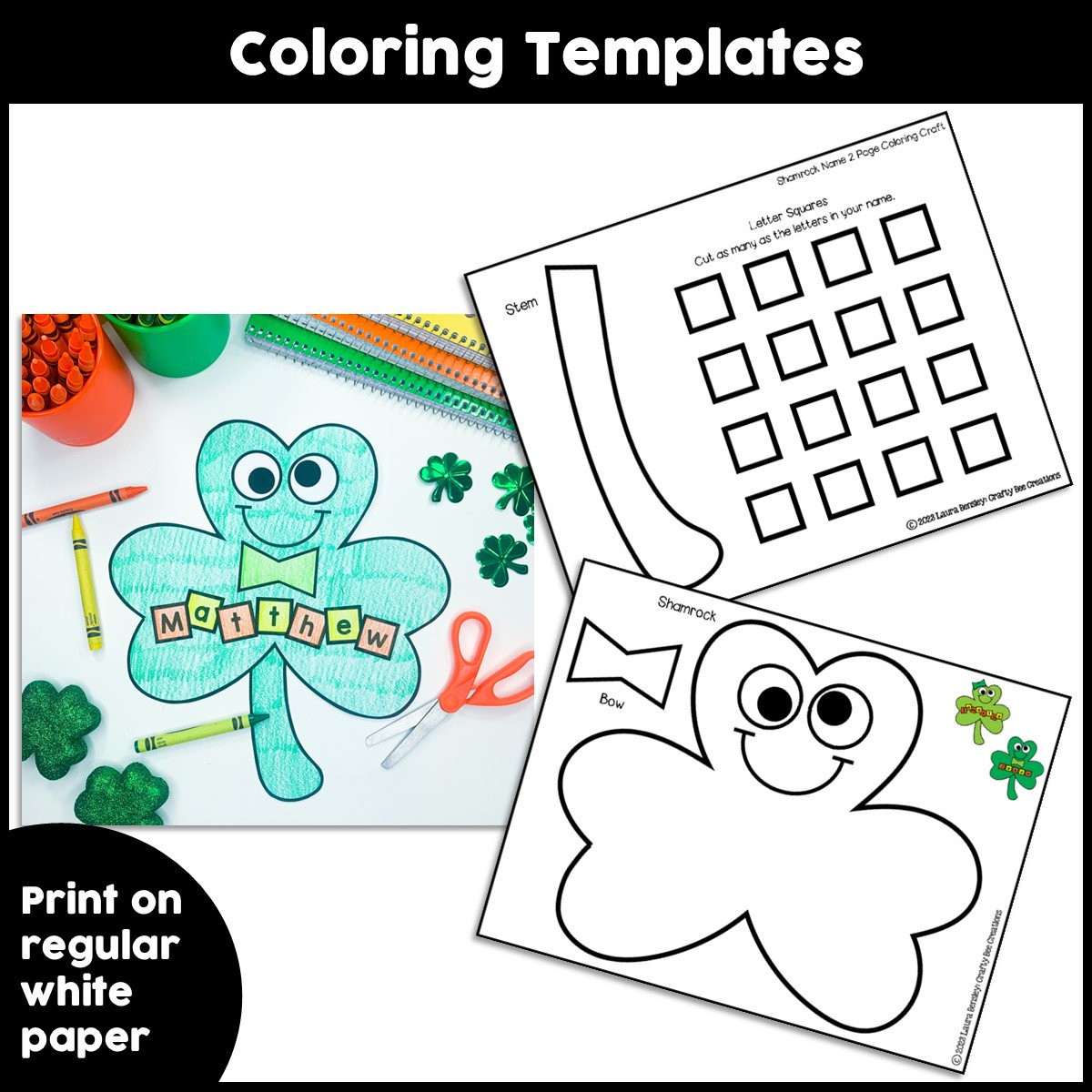 St Patrick's Day Craft for Kids | Shamrock Name Craft Patterns | Saint ...