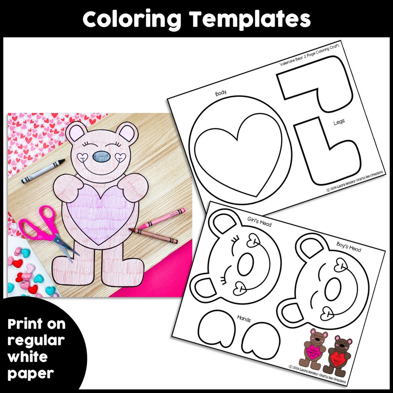 Valentines Day Bear Craft Patterns | Valentines Day Activities | Bear ...