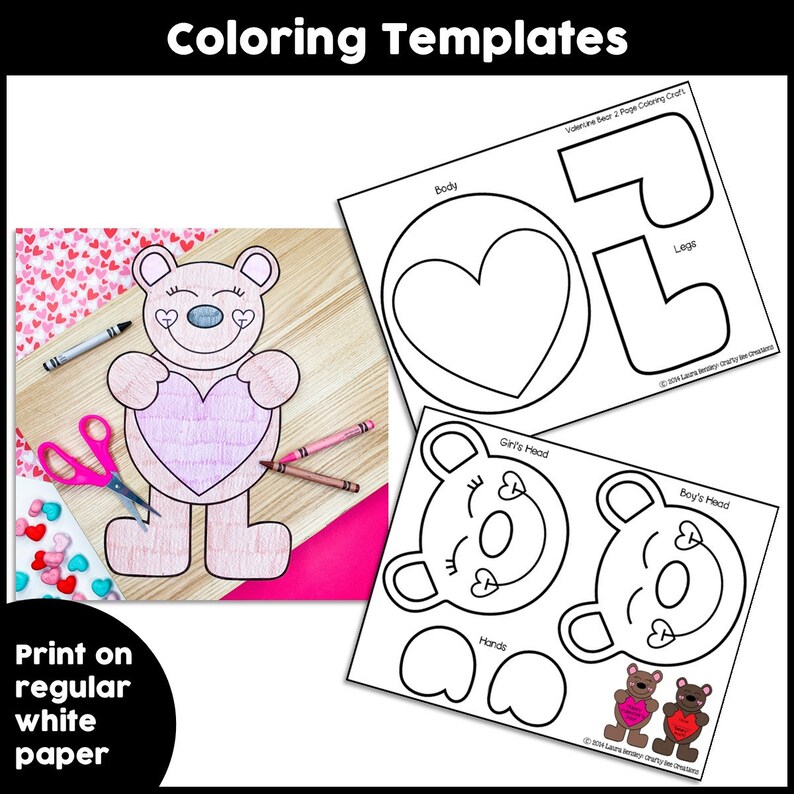 Valentines Day Bear Craft Patterns | Valentines Day Activities | Bear ...