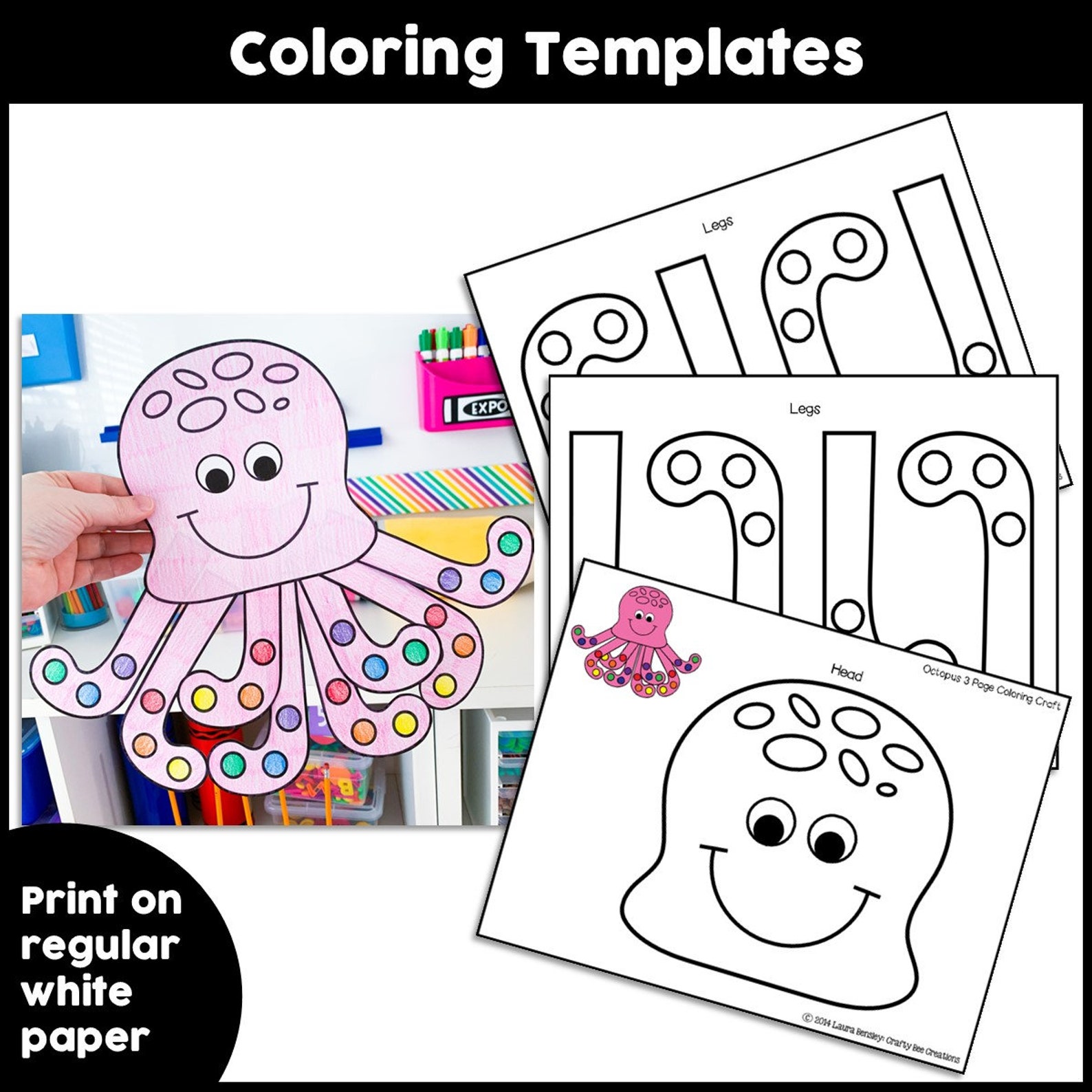 Octopus Craft Patterns | Ocean Animals Activity | Sea Life | Ocean ...