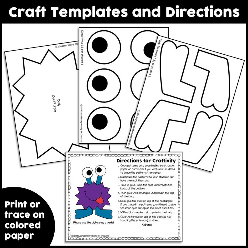 Monster Craft for Kids | Halloween Craft for Kids | Monster Pattern ...
