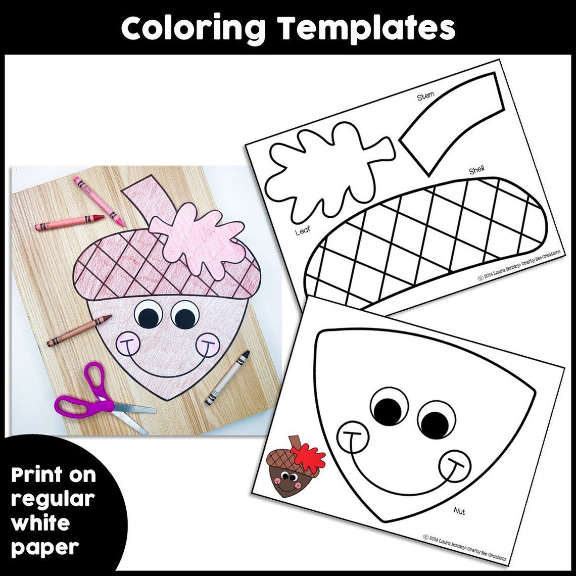 Fall Acorn Craft | Fall Coloring | Fall Activities | Acorn Bulletin ...