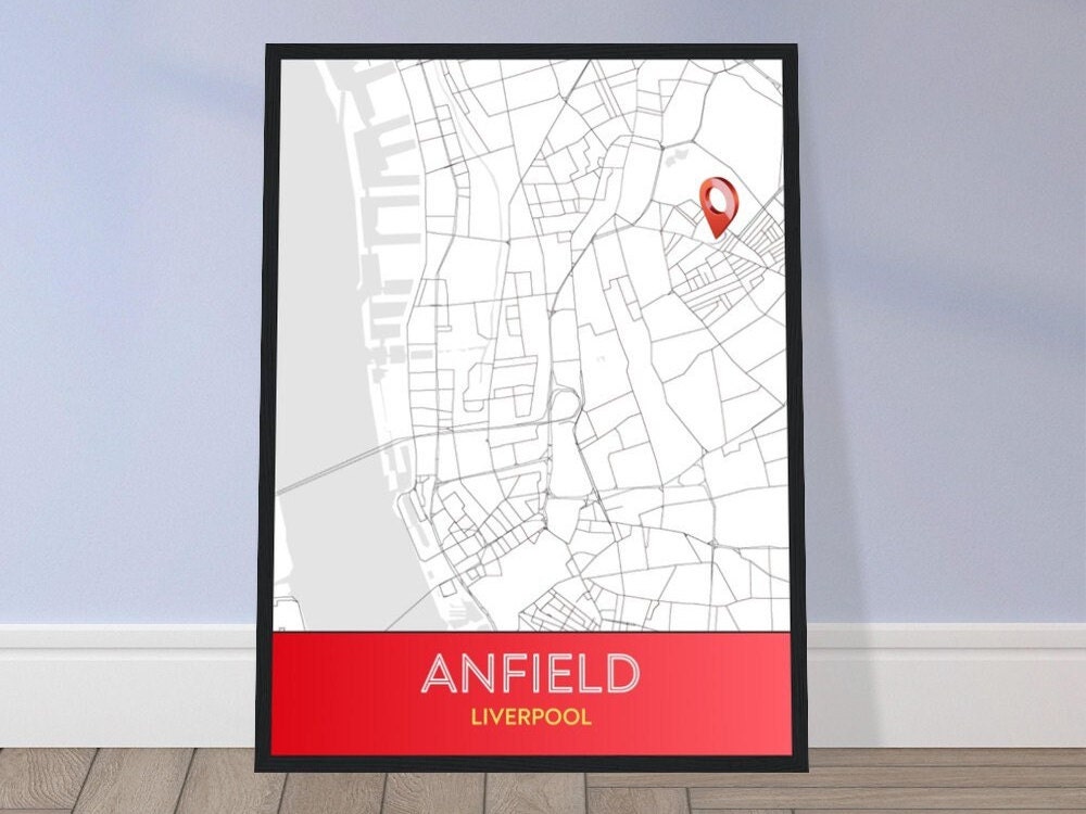 Liverpool Anfield Stadium, Framed Wall Art Gift, Minimalistic Cloakroom ...