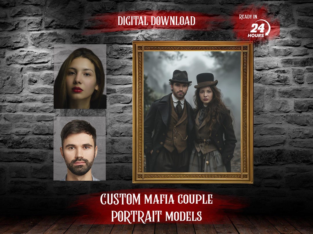 Custom Mafia Couple Portrait, Gangster Face Swap Art (digital Download ...