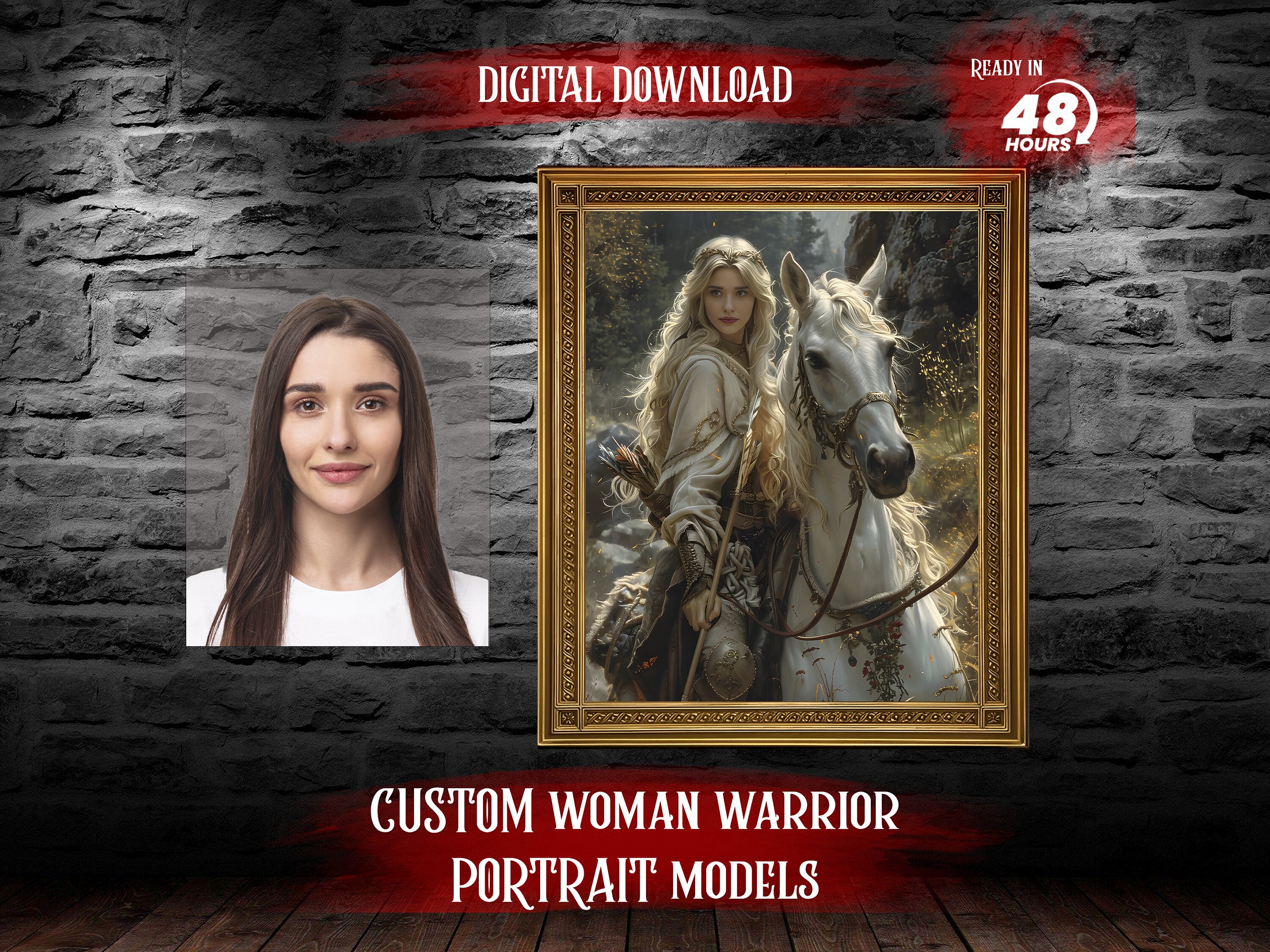 Custom Woman Warrior Realistic Portrait From Photo, Historical Portrait ...