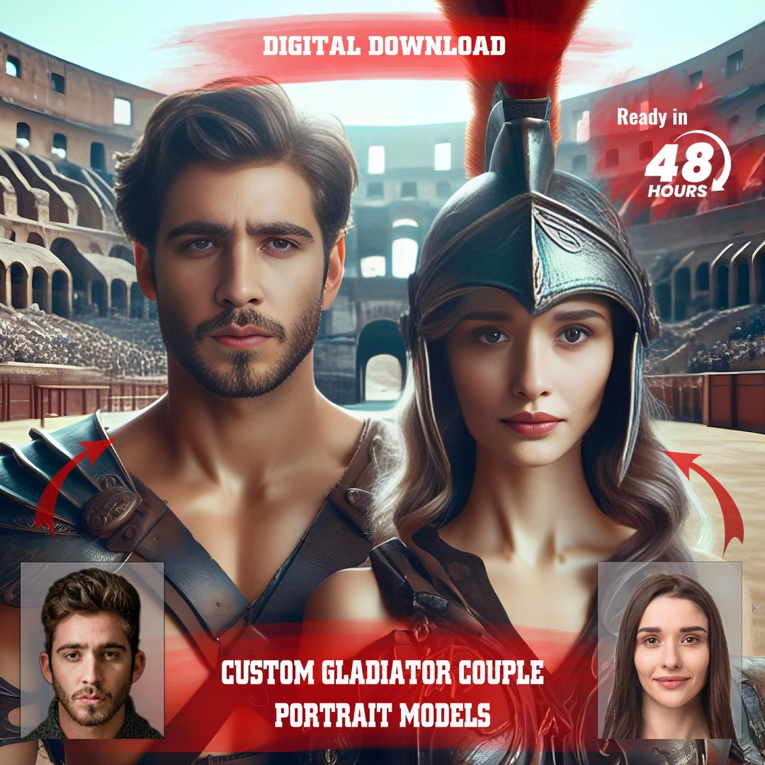 Custom Warrior Couple Portrait From Photo I Gladiator Couple Wall Art I ...