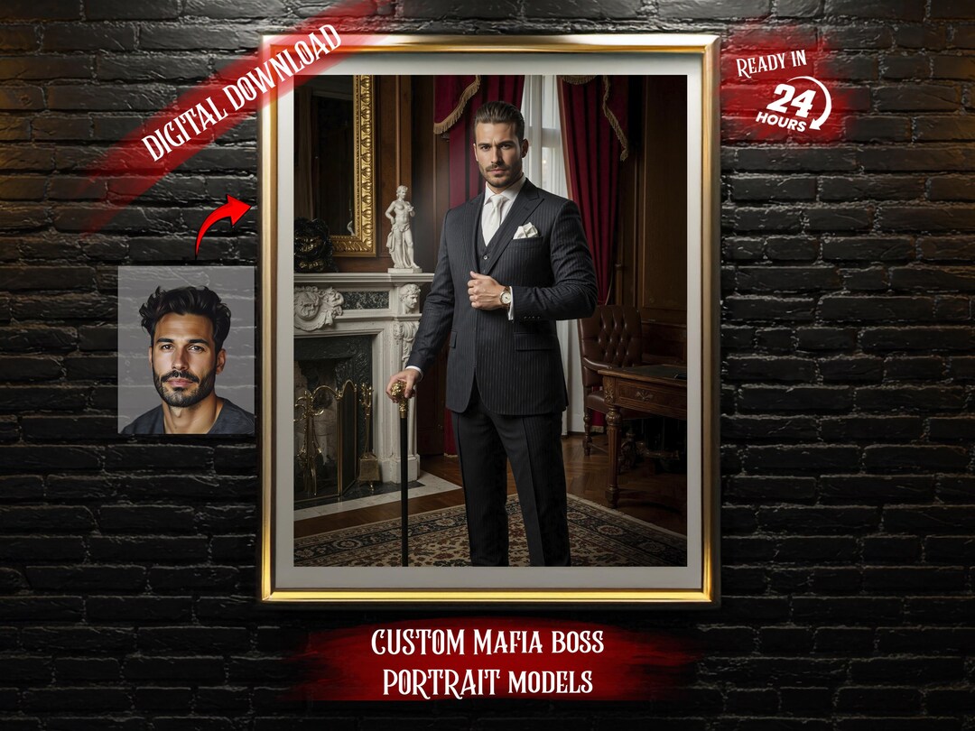 Custom Mafia Portrait From Photo, Personalized Portrait of Gangster in ...