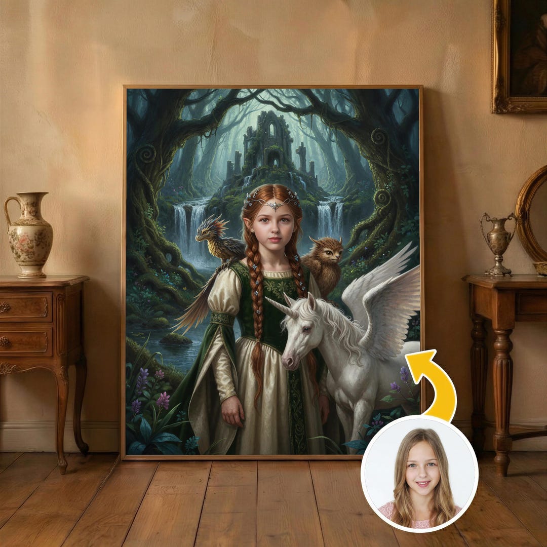 Custom Unicorn Rider Child Portrait From Photo, Custom Portrait of ...
