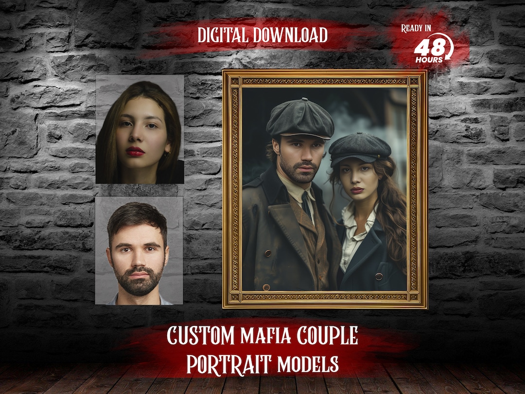 Custom Mafia Couple Portrait From Photo I Personalized AI Art Portraits ...