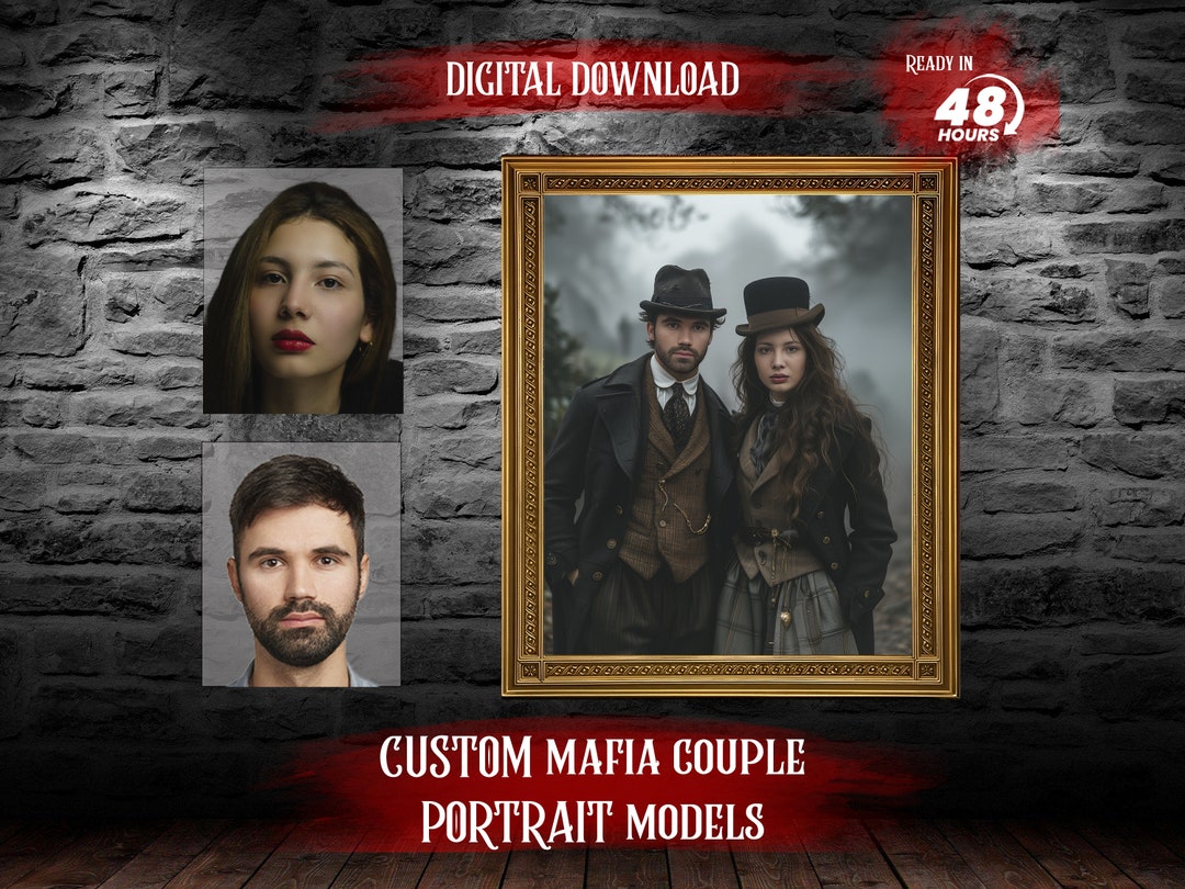 Custom Mafia Couple Portrait From Photo, Gangster, Criminal Portraits ...