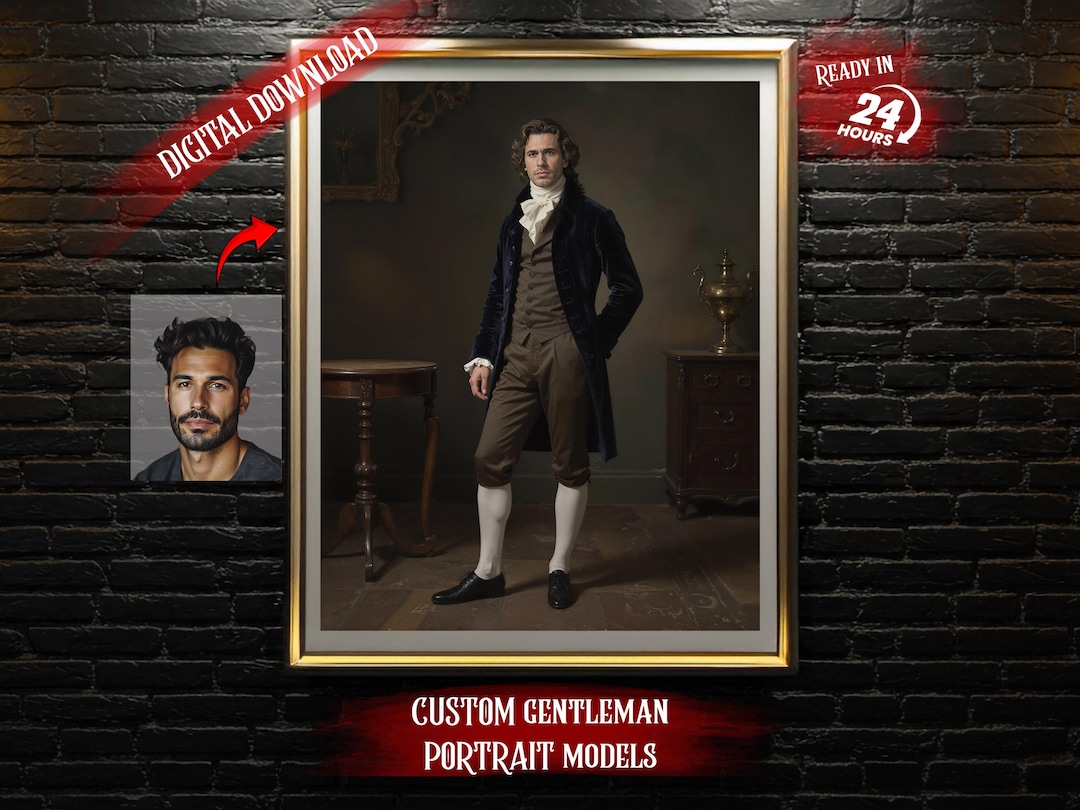 Custom Gentleman Portrait From Photo, Face Swap, Digital Download - Etsy