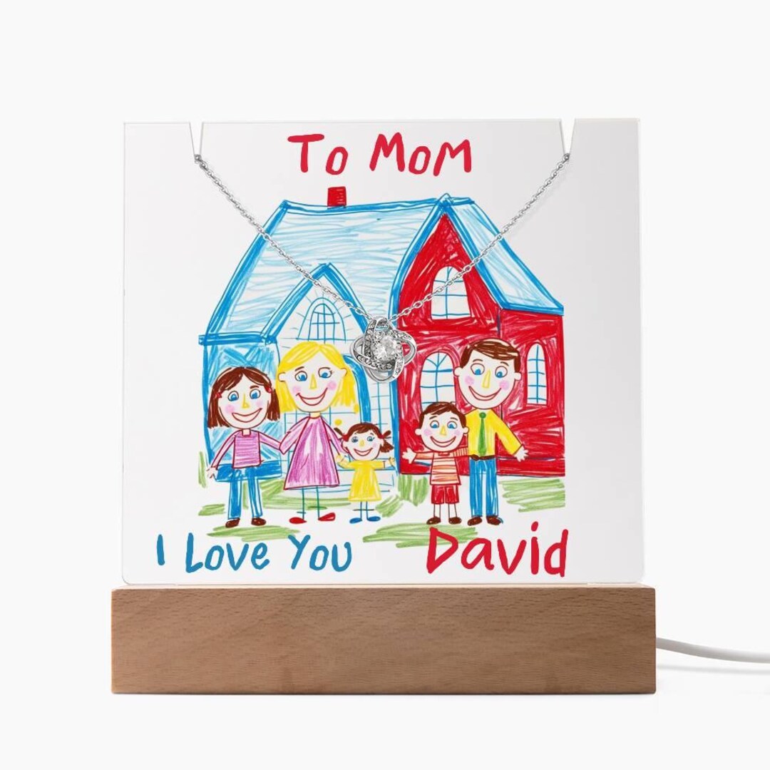 Personalized Text Kids Art on Acrylic Bundled With Beautiful Love Knot ...