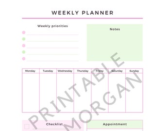 Half Letter Weekly Planner Printable Pastel Planner - Etsy