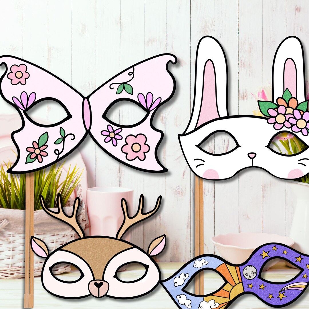Printable Spring Equinox Masks Stick Craft Fun Ostara Celebration ...