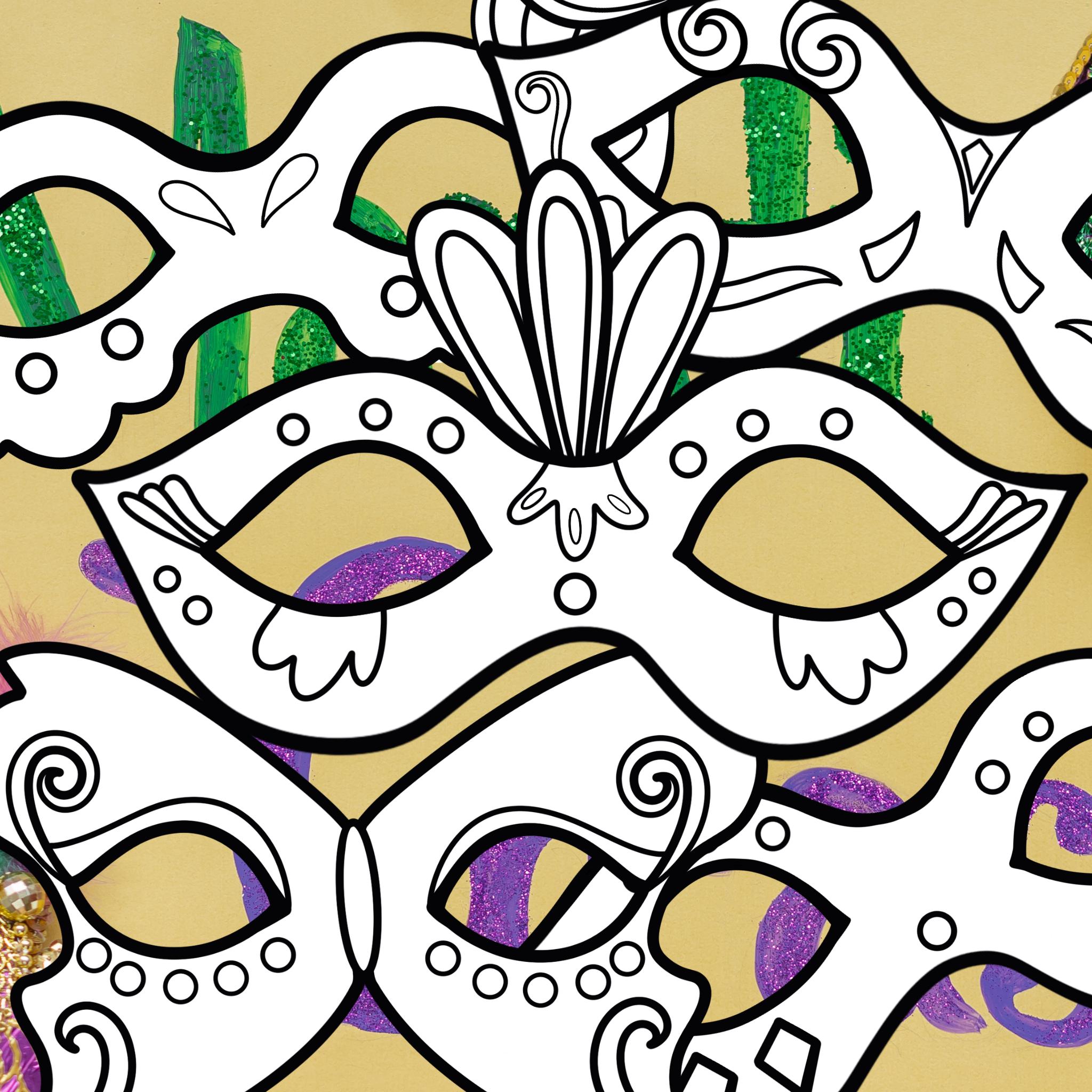 DIY Printable Kindergarten Mardi Gras Masks on Stick Craft Fat Tuesday ...