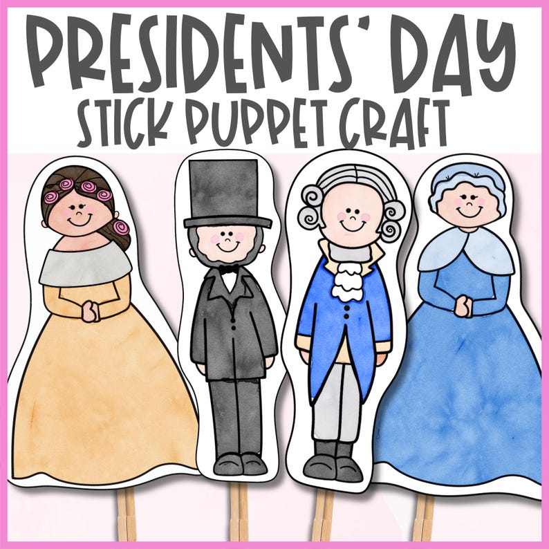 Printable Kindergarten Classroom Presidents Day Stick Puppet Craft ...