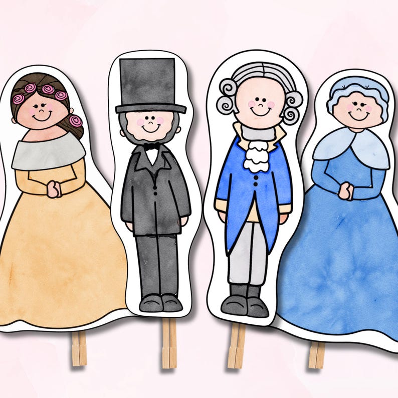 Printable Kindergarten Classroom Presidents Day Stick Puppet Craft ...