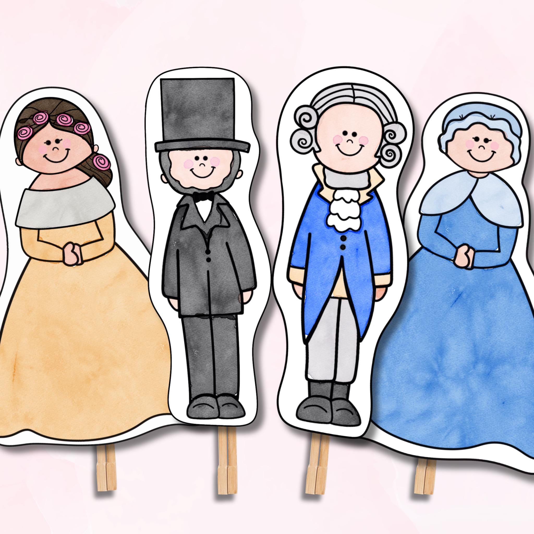 Printable Kindergarten Classroom Presidents Day Stick Puppet Craft ...