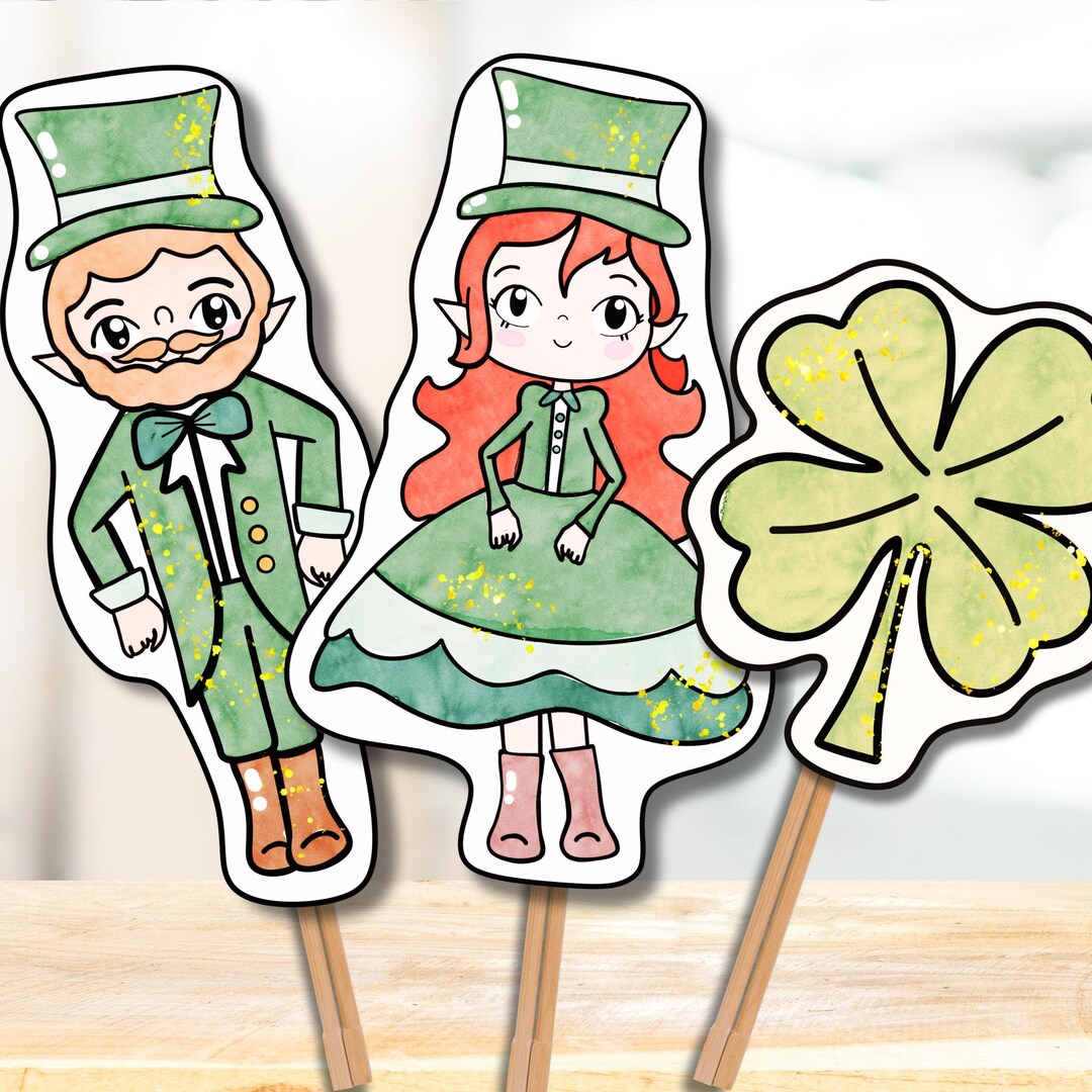 Printable Kindergarten Saint Patrick's Day Stick Puppet Craft | March ...