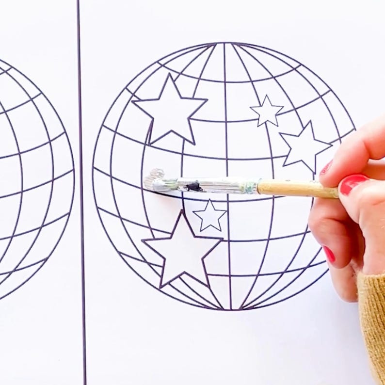 Printable New Years Eve Disco Ball Coloring Stick Craft for Kids | New ...