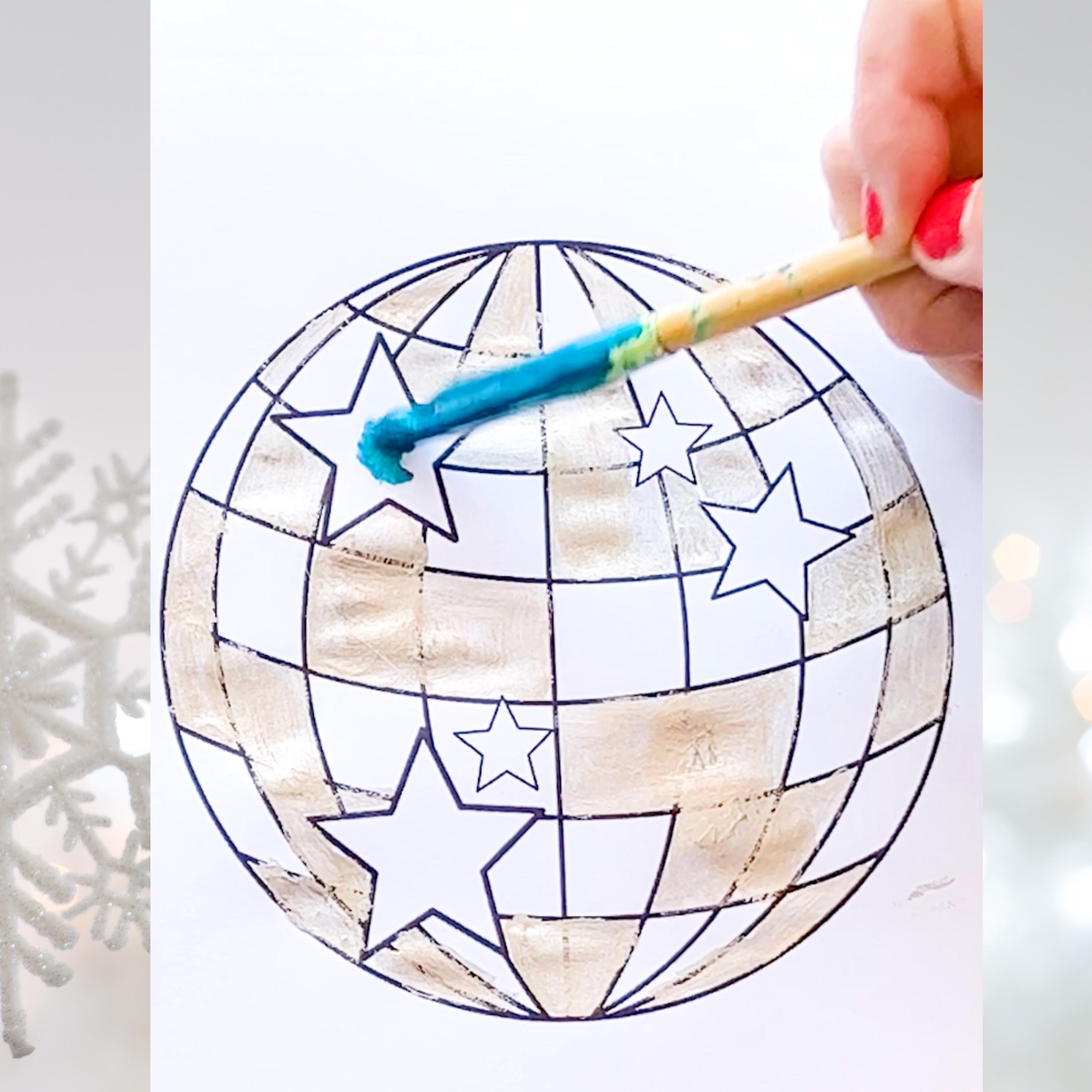 Printable New Years Eve Disco Ball Coloring Stick Craft for Kids | New ...