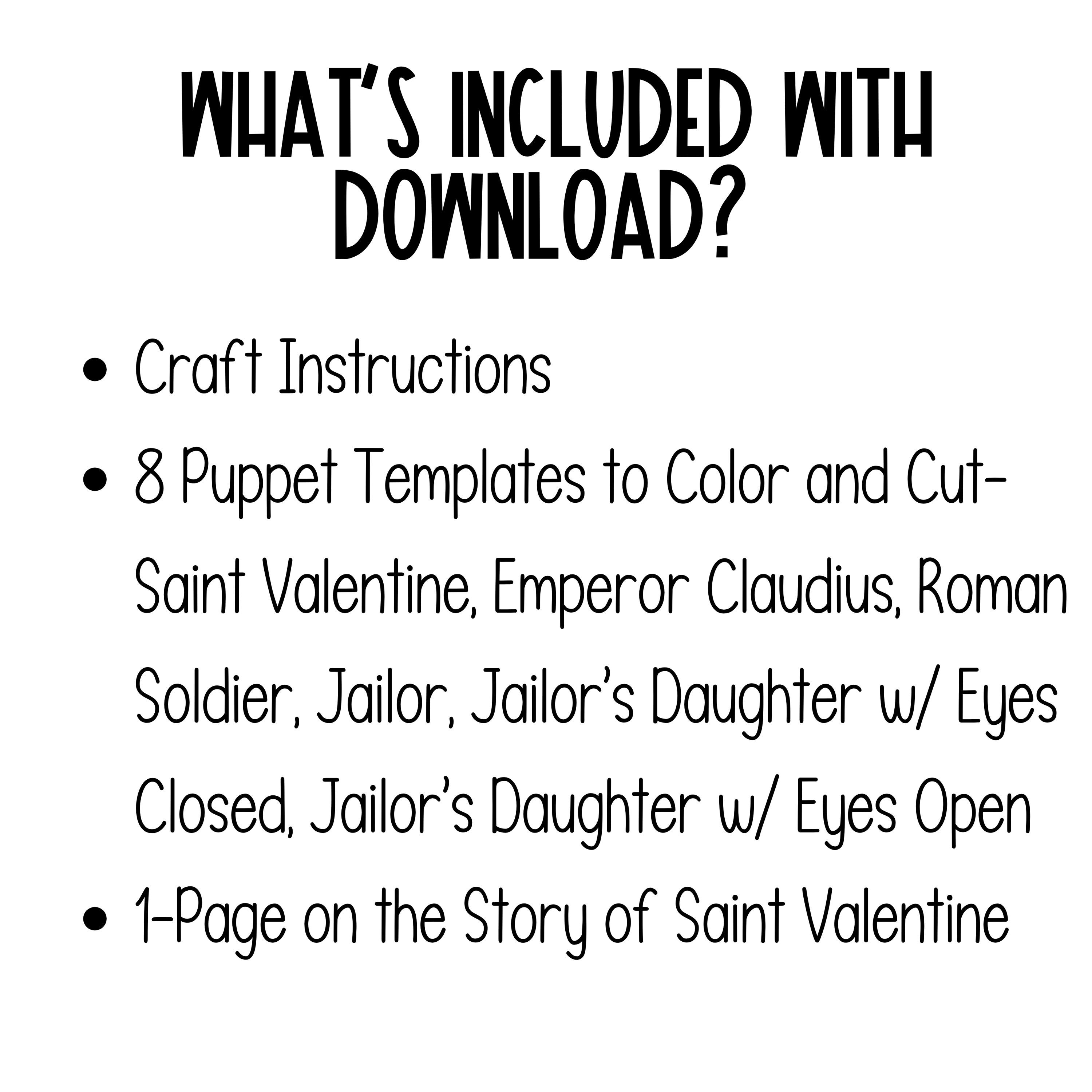 Printable DIY Saint Valentine Stick Puppet Craft Valentines Day Craft ...